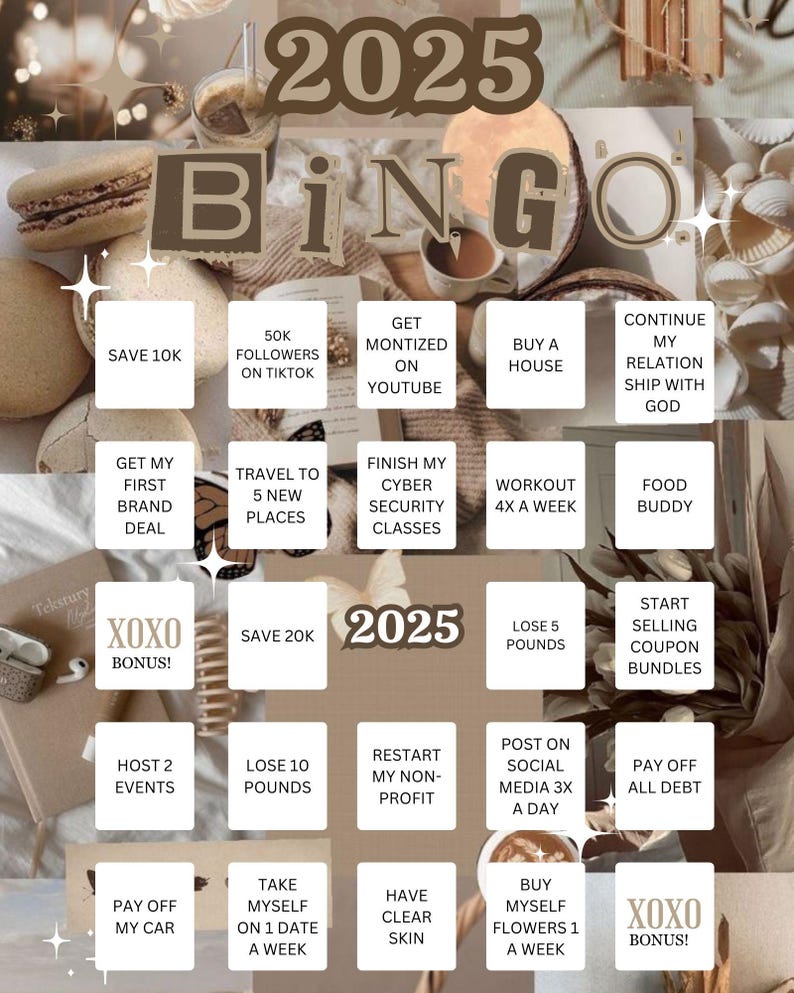 2025 Bingo Vision Board - Etsy
