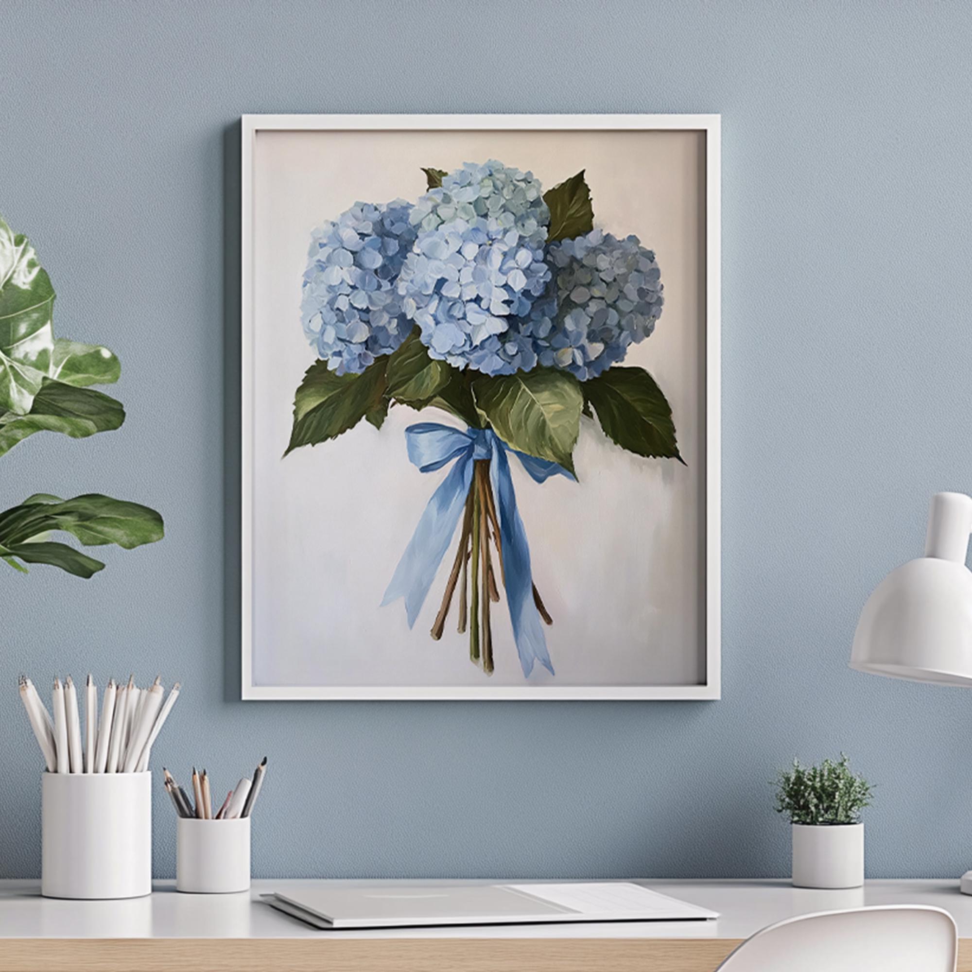 Hydrangea Blue Wall Art Floral Print Poster Flower Decor for Wall Art ...