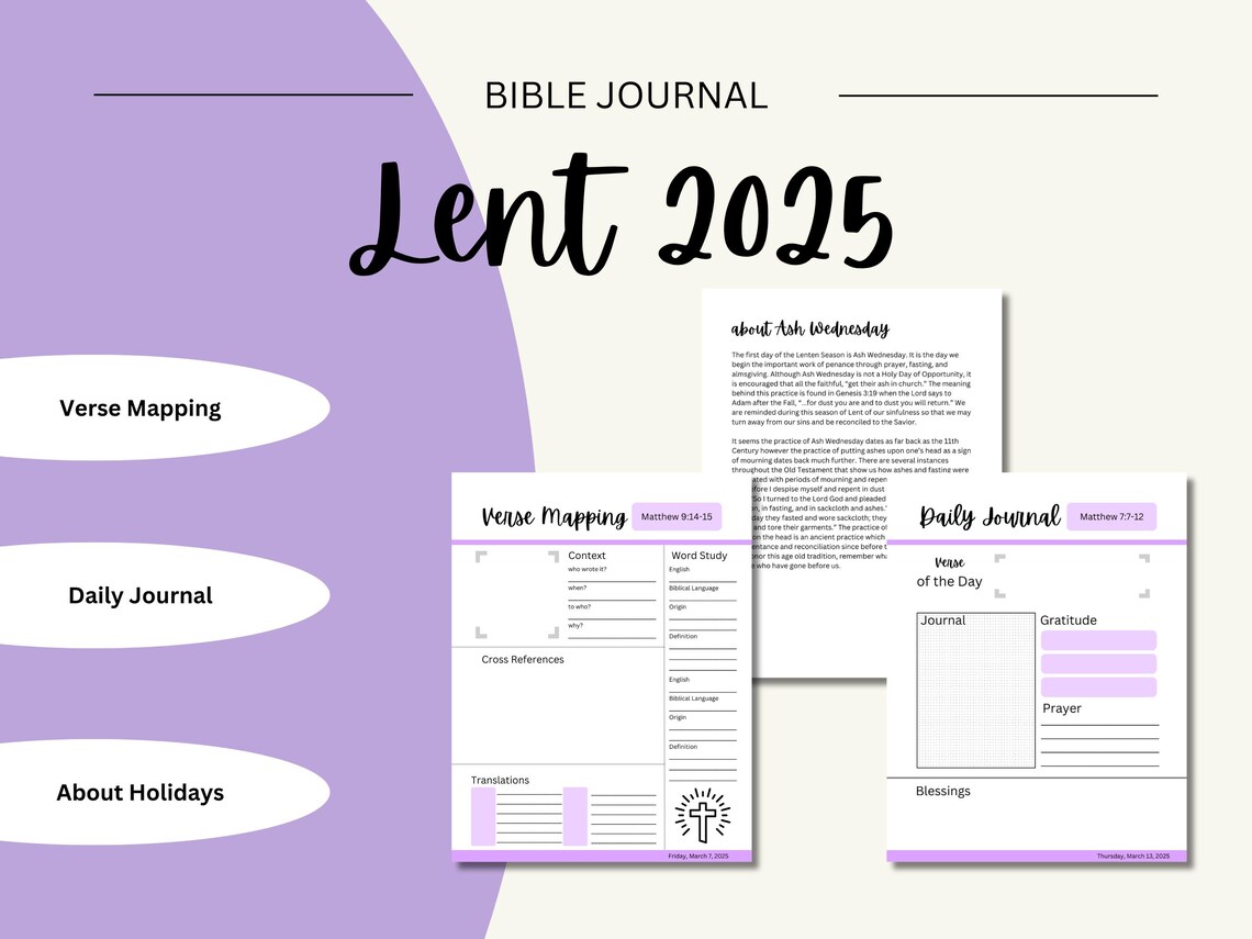Digital Lent 2025 Bible Study Journal | Character Study | Verse Mapping ...