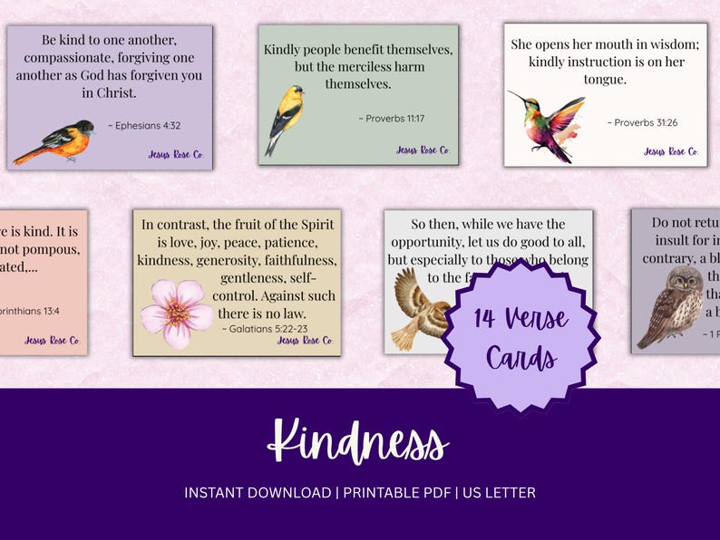 Daily Bible Verse Cards | Kindness | Printable Encouraging Scripture ...
