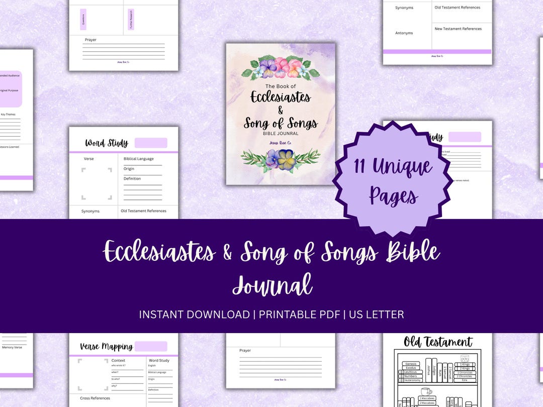 Bible Study Worksheet Printable | Book of Ecclesiastes & Book of Song ...