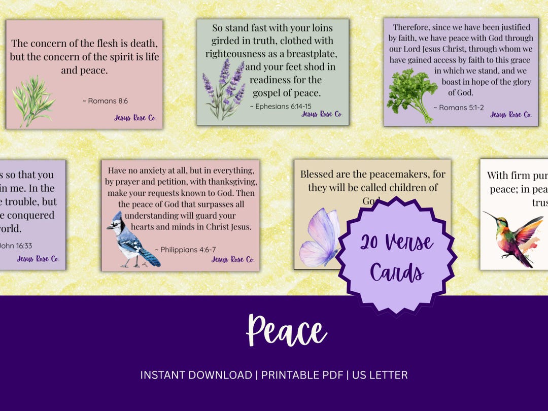 Encouraging Bible Verse Card Printables – Peace Scripture Memory Cards ...