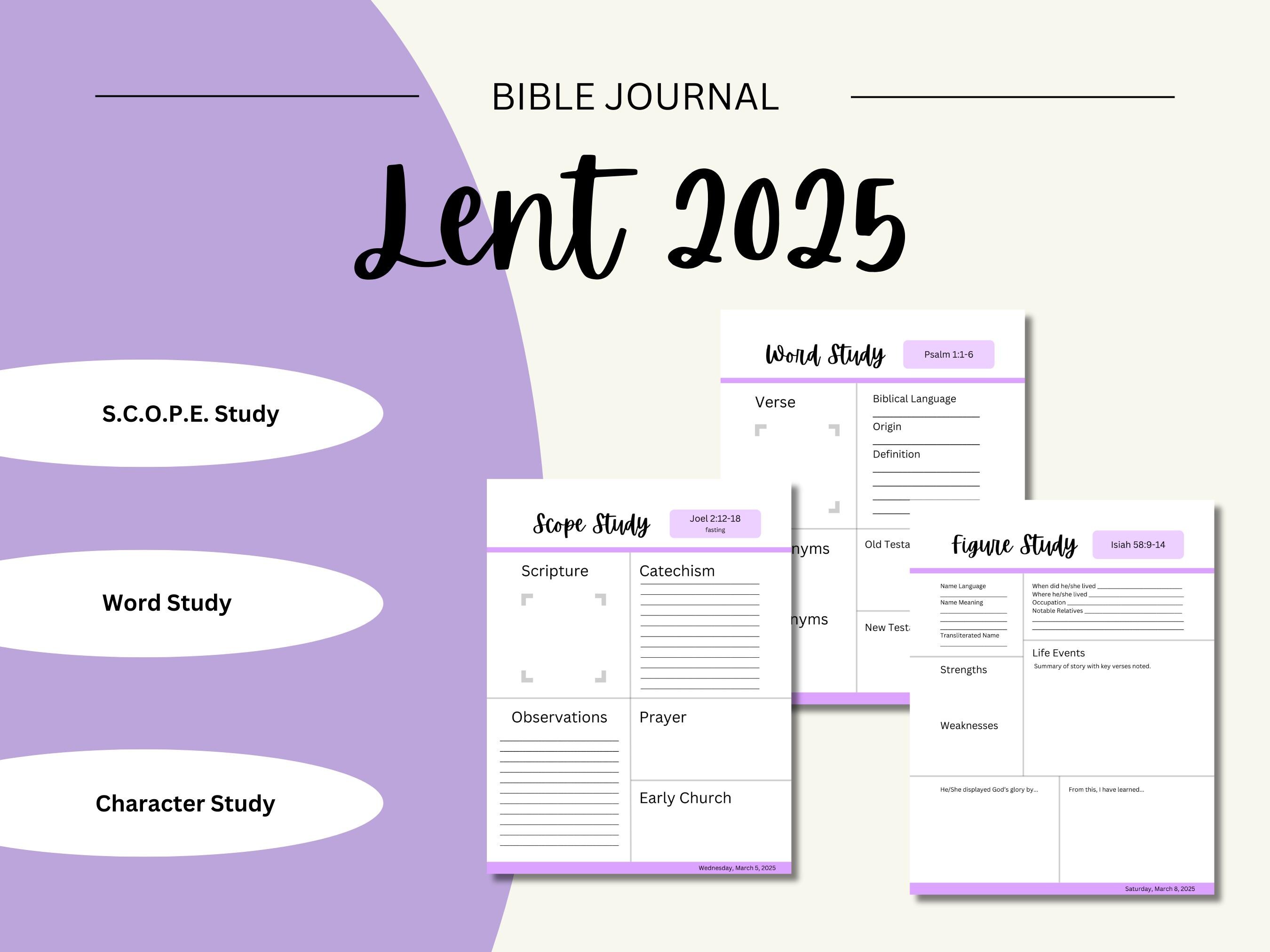 Digital Lent 2025 Bible Study Journal | Character Study | Verse Mapping ...