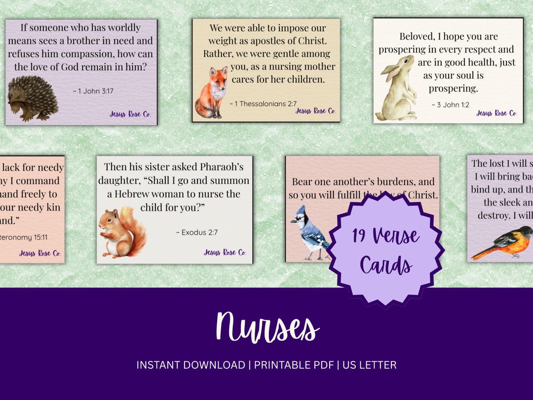 Nurse Bible Verse Cards: Strength & Encouragement (digital Download) - Etsy