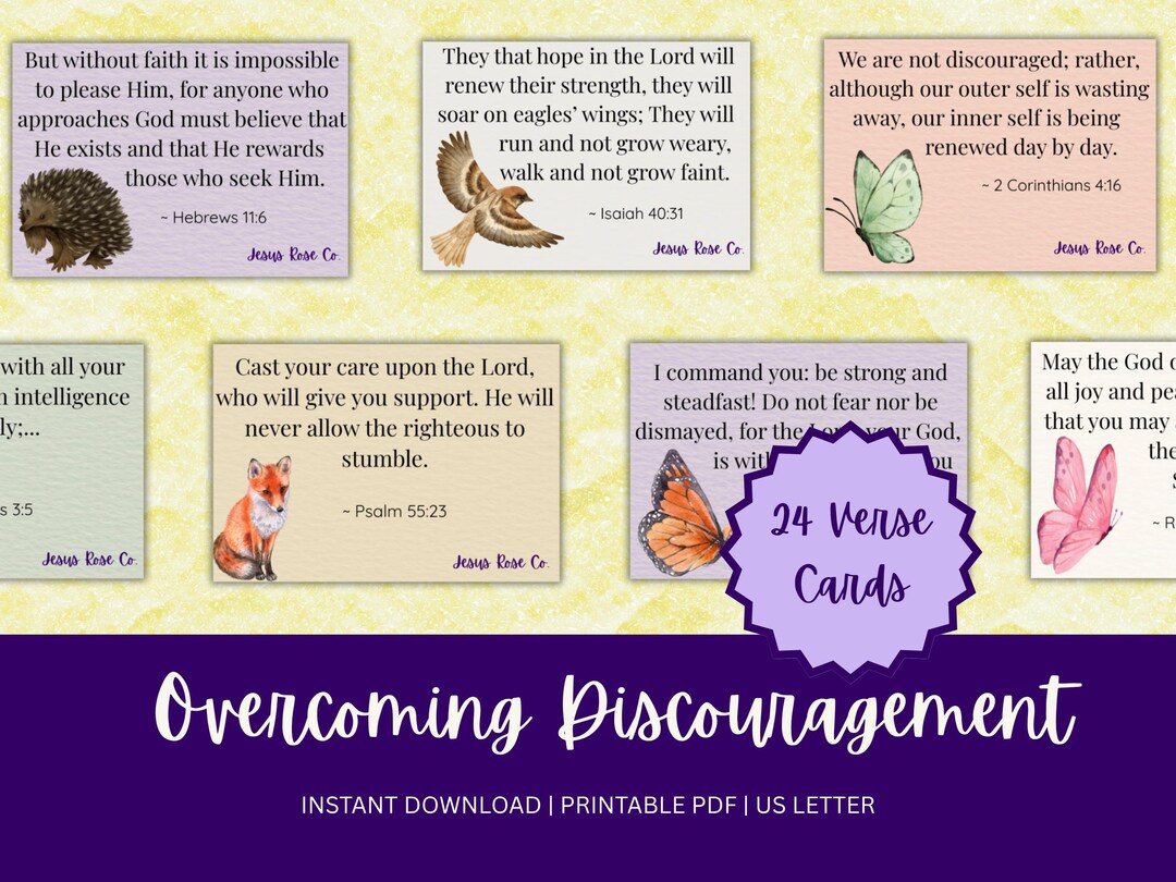 Printable Bible Verse Cards – Overcoming Discouragement Scripture ...