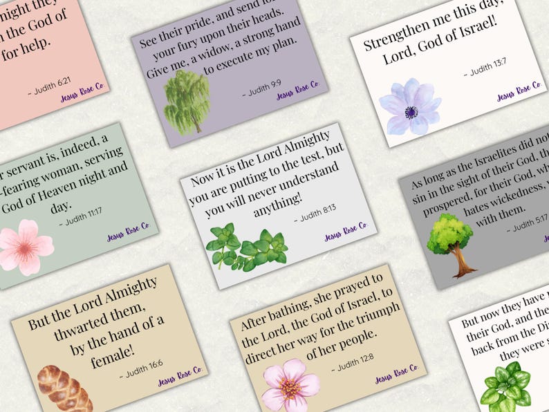 Catholic Bible Verse Cards From Judith | 24 Scripture Cards | Prayer ...