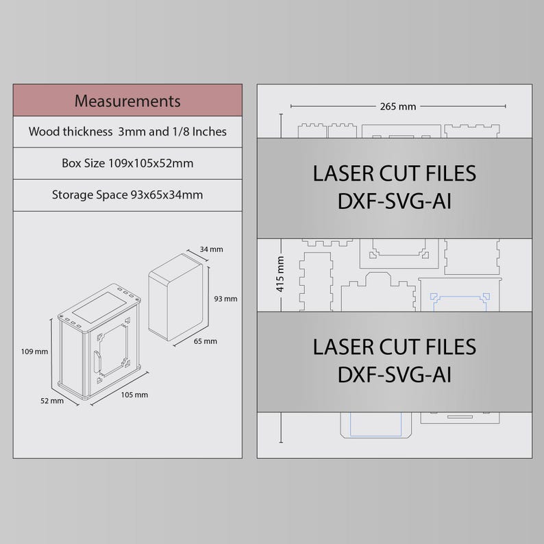 Magic Empty Box - Laser Cutter Files - 3mm or 1/8 Inch - Etsy
