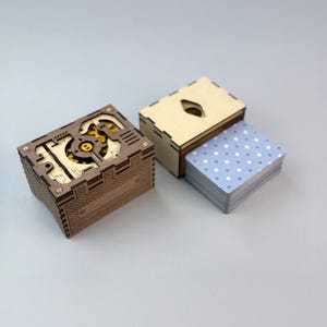 Laser Cut Card Storage Box With Gear Mechanism (digital Laser Files) - Etsy
