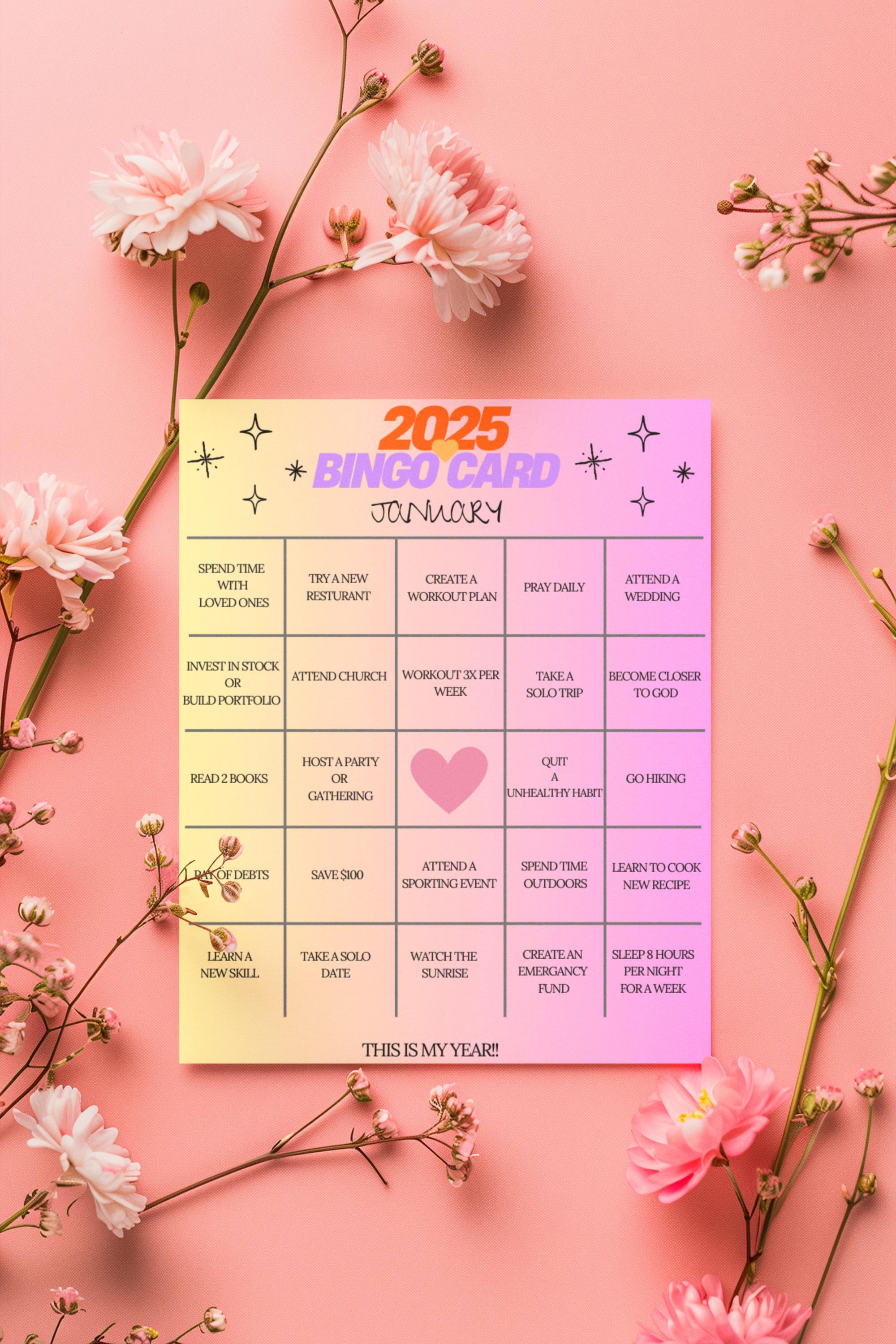 2025 Printable Bingo Card Template , 2025 Manifestation Bingo Card, New ...