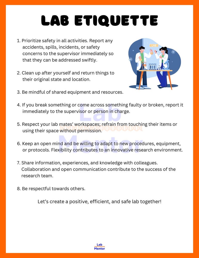 Lab Etiquette, Safety Poster - Etsy Canada