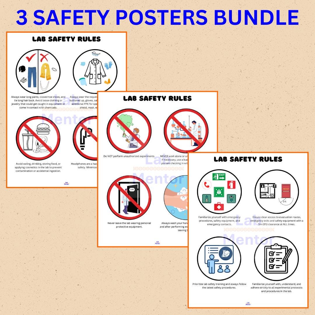 Lab Safety Rules 3 Posters Bundle - Classroom, STEM, Science - Etsy
