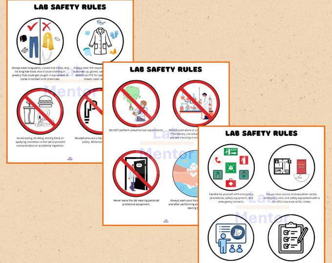 Lab Safety Rules 3 Posters Bundle - Classroom, STEM, Science - Etsy