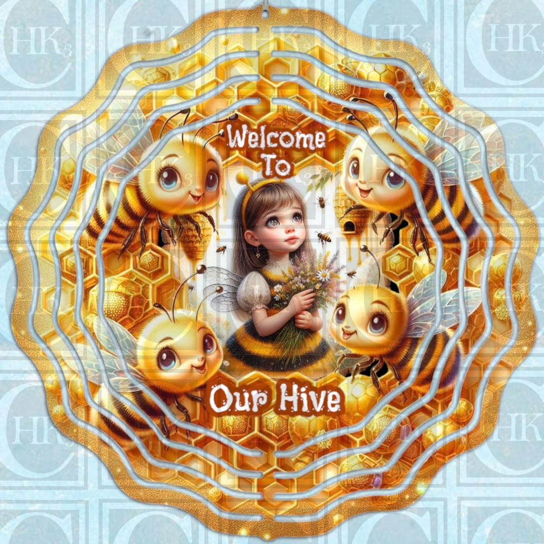 Honeybee Honeycomb Welcome Spinner AI Art Digital PNG File, Wrap, Print ...