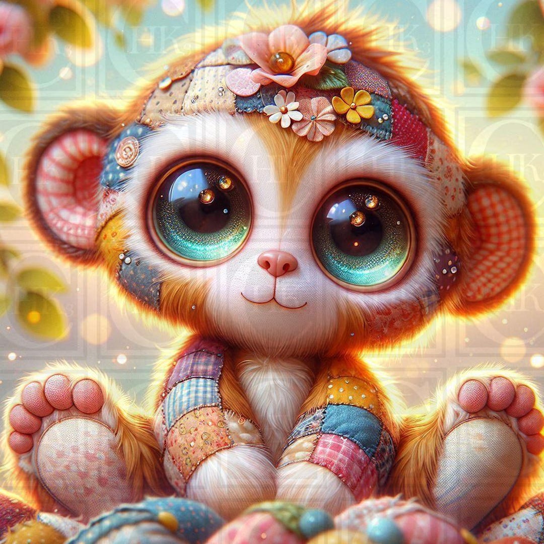 Patchwork Monkey AI Art Digital PNG File, Wrap, Print, Sublimation - Etsy