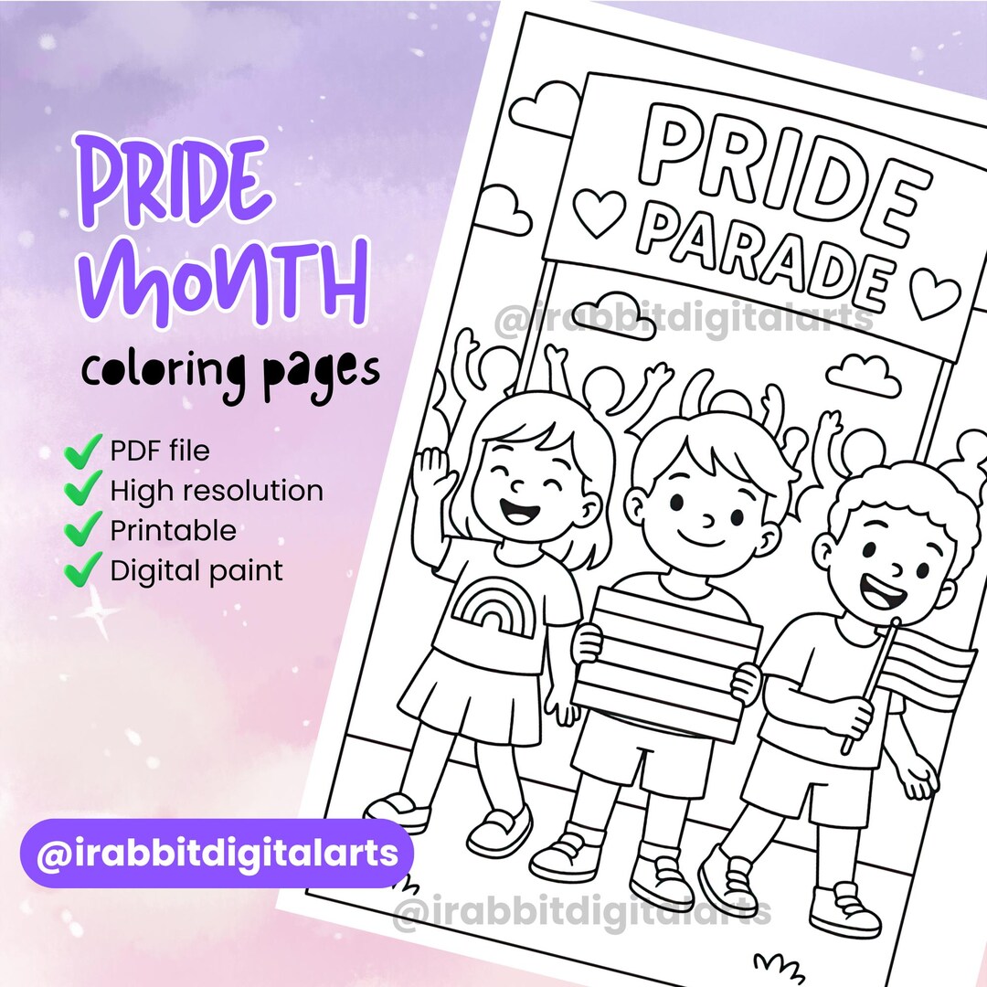 Pride Month Coloring Page - LGBTQ Rainbow Celebration Printable PDF (8 ...