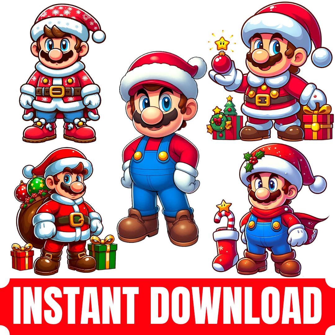 Super Mario Png - Cartoon Christmas Png - Christmas Sublimation Png ...