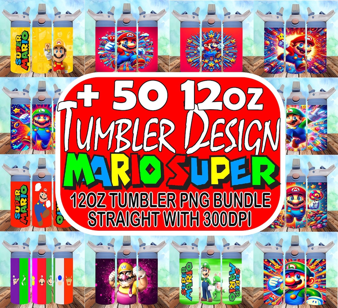 Super Mario Bundle 12oz Kids Flip Top Sippy Cup Tumbler Wrap, 12oz Kids ...