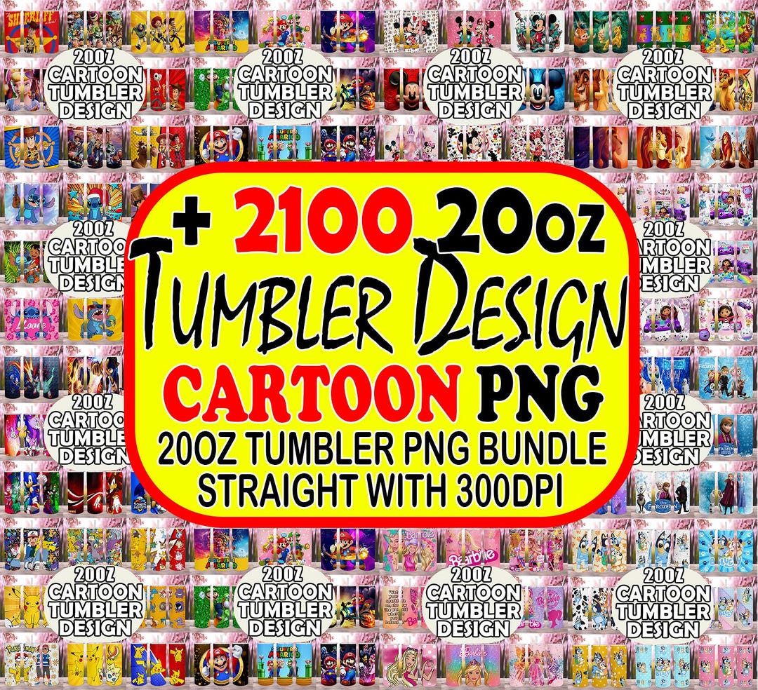 2100 Cartoon Tumbler Png Bundle, Cartoon Kids Tumbler Png Bundle ...