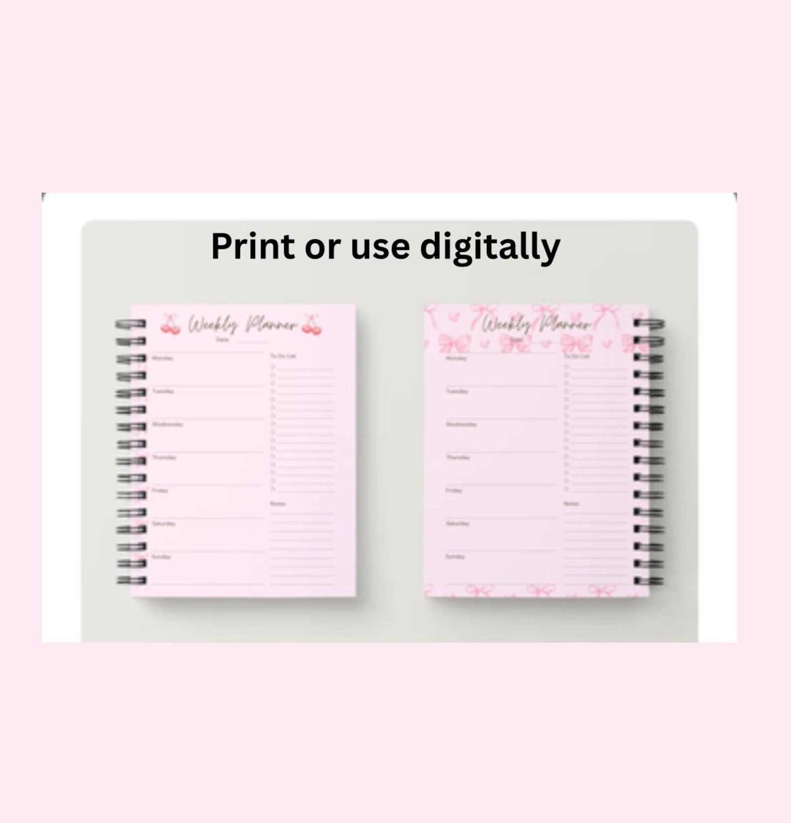 Coquette Cherry Weekly Planner | Printable Pink Aesthetic To-do List ...