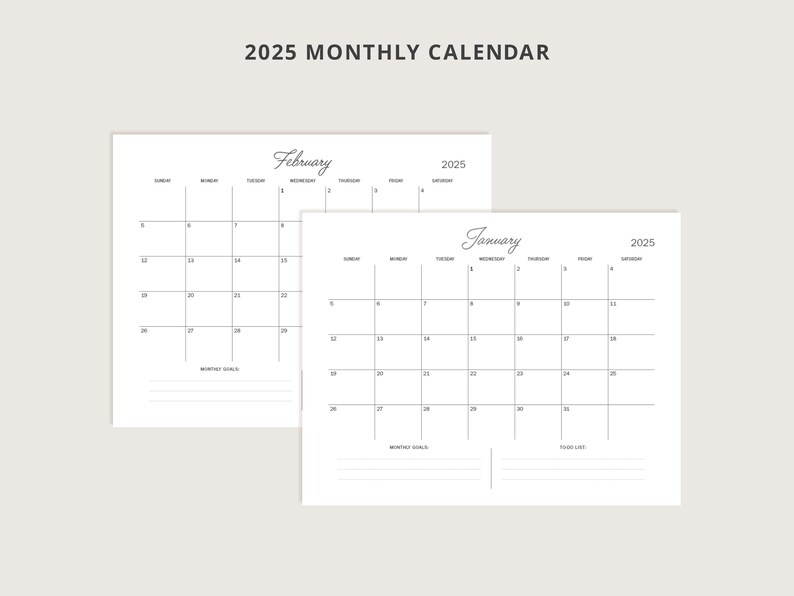 2025 Monthly 8.5x11 Calendar Printable - Etsy