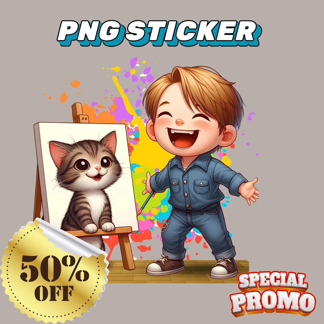 Boy and Cat Sticker,pet Stickers,planner Stickers,stickers, Little Boy ...