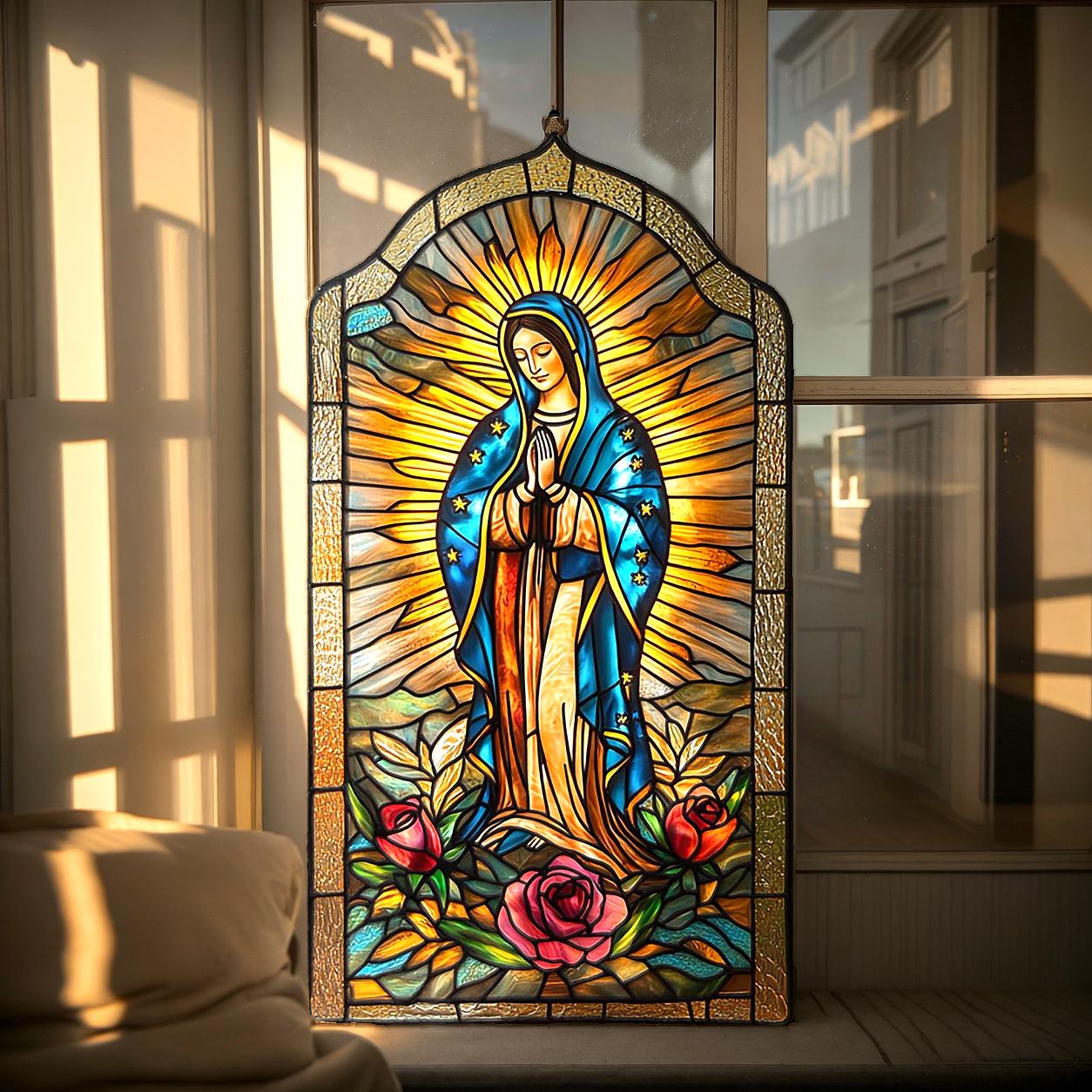 Virgin Mary Lady of Guadalupe Suncatcher, Religious Catholic Window ...