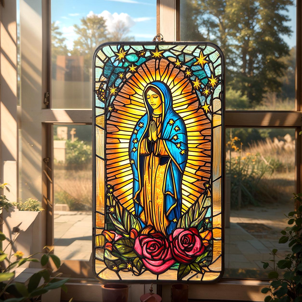 Virgin Mary Lady of Guadalupe Suncatcher, Religious Catholic Window ...