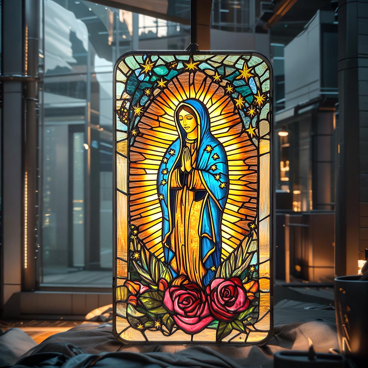 Virgin Mary Lady of Guadalupe Suncatcher, Religious Catholic Window ...