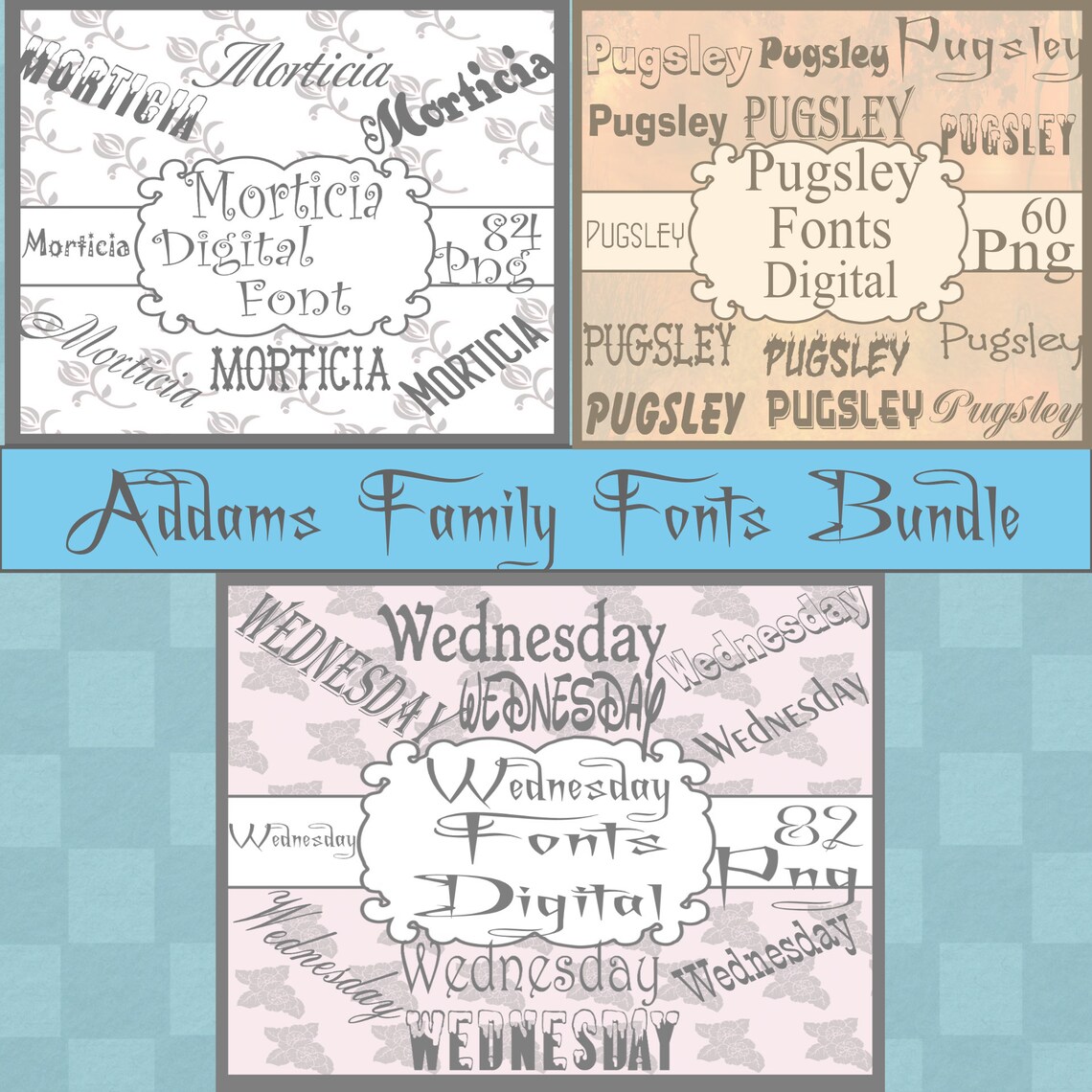 Addams Family Font Big Bundle Vol. 1 Digital/and Split Monogram - Etsy