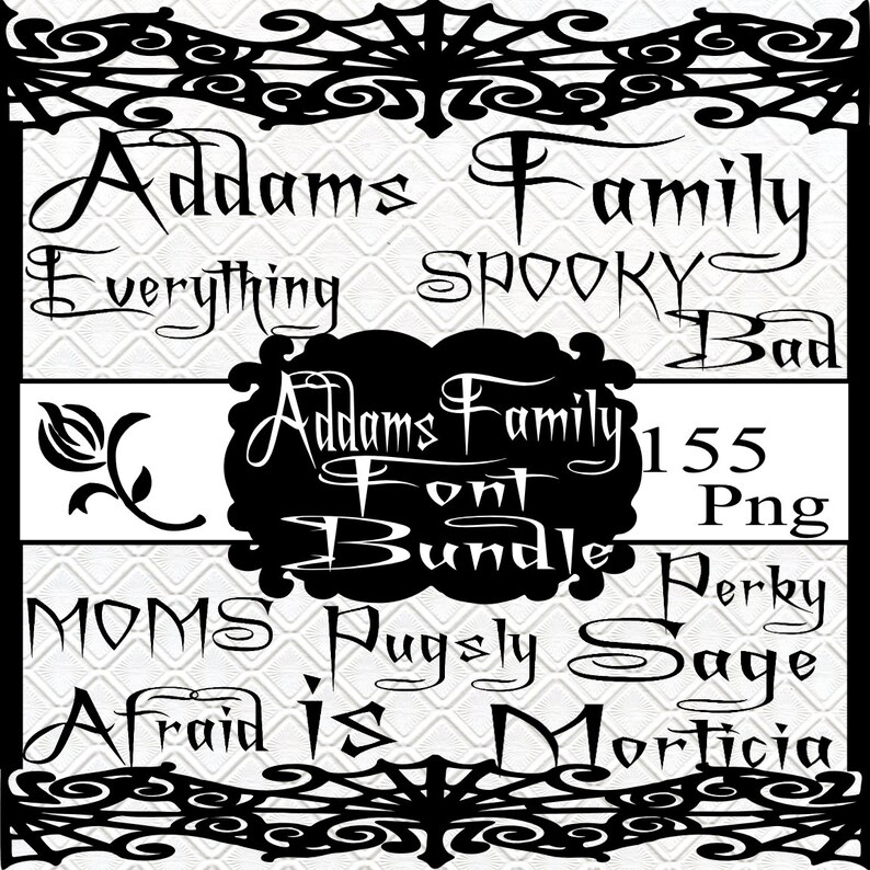 Addams Family Font Big Bundle Vol. 1 Digital/and Split Monogram - Etsy