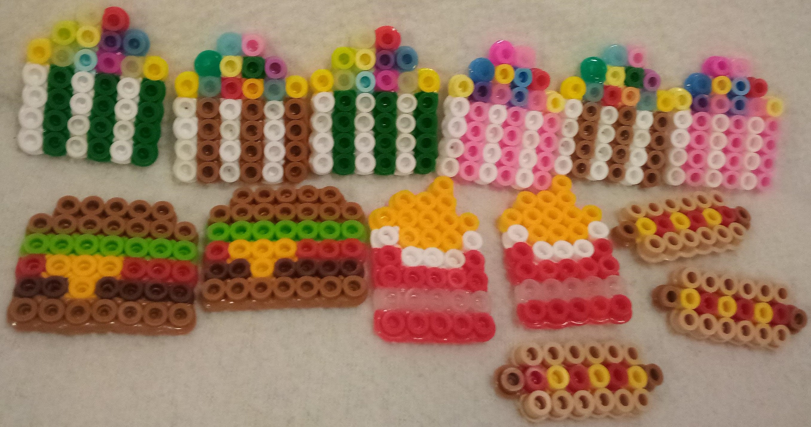 Mix Food Perler Beads Set 1:popcorn-hot Dog-fries-3d Cake-kawaii Smore ...