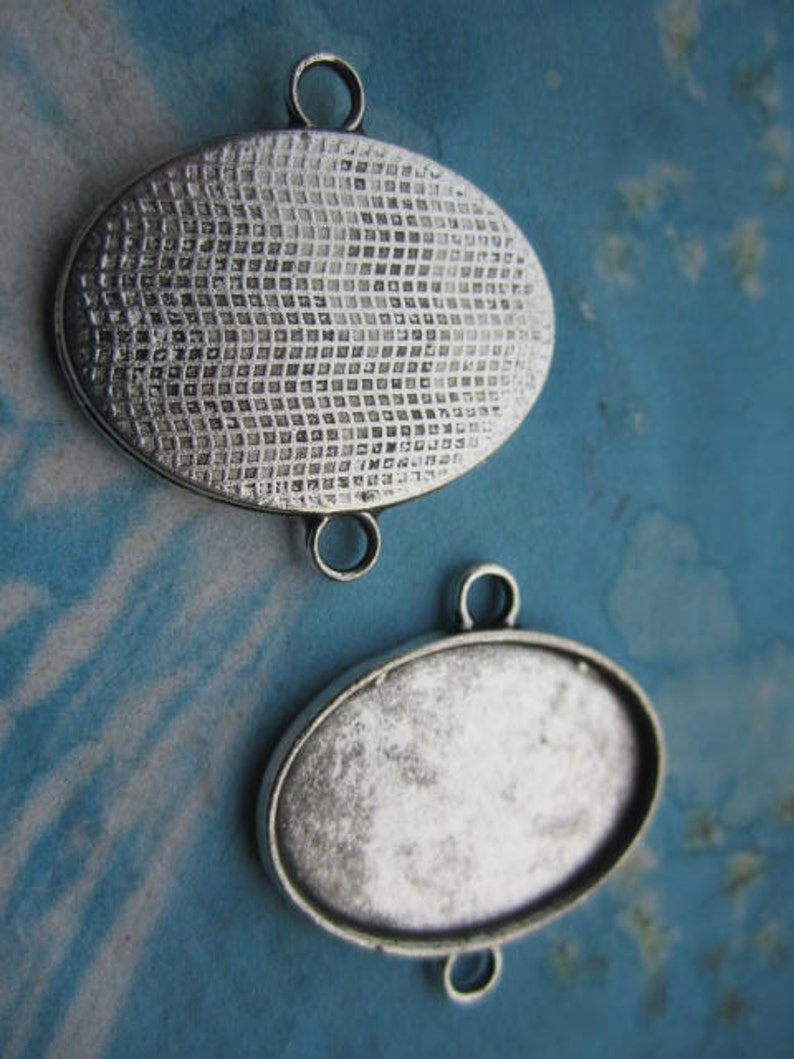 20pcs antiqued silver oval bezel base metal setting | Etsy