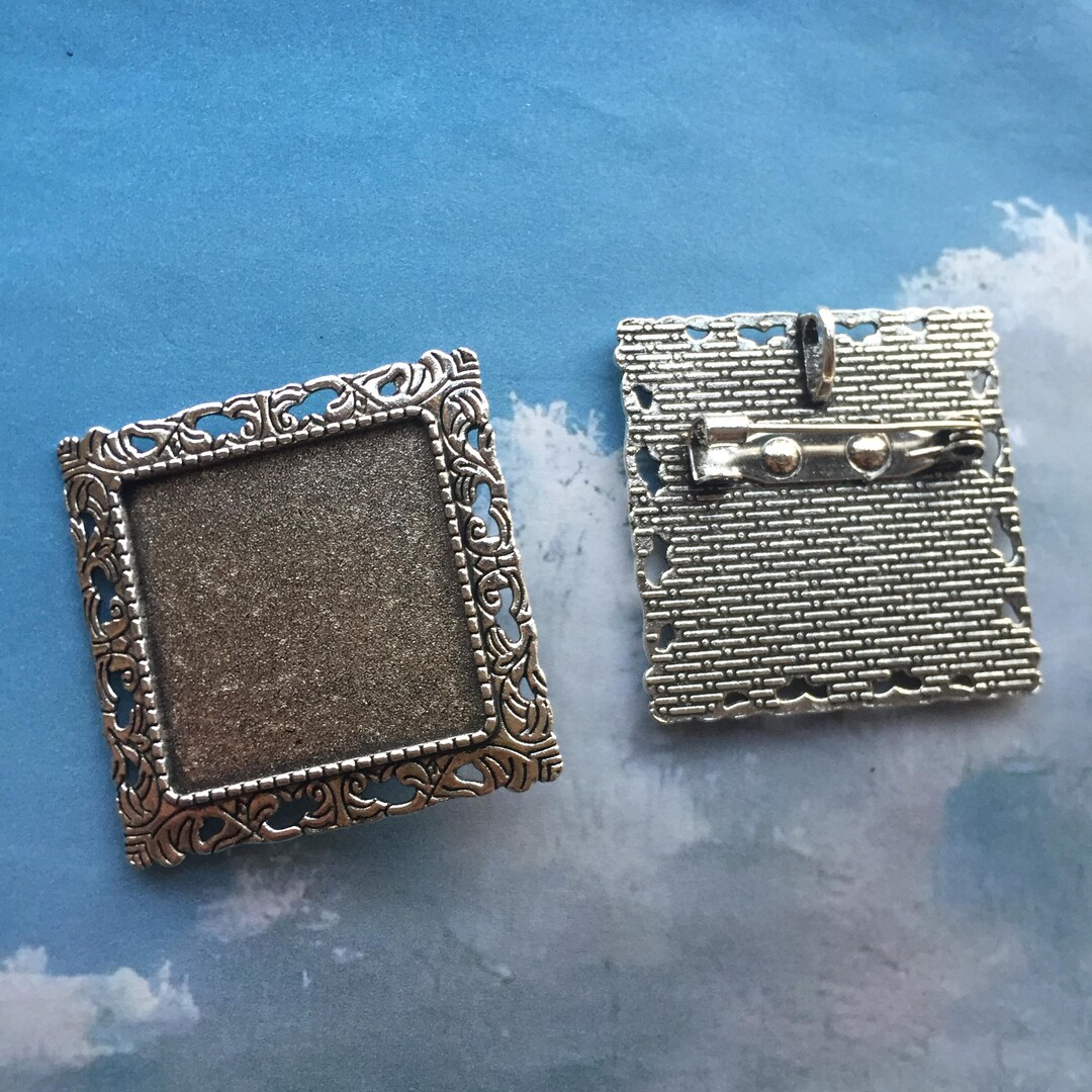 NEW COME 5pcs 30x30mm Antiqued Silver Square Cameo/cabochon Base ...