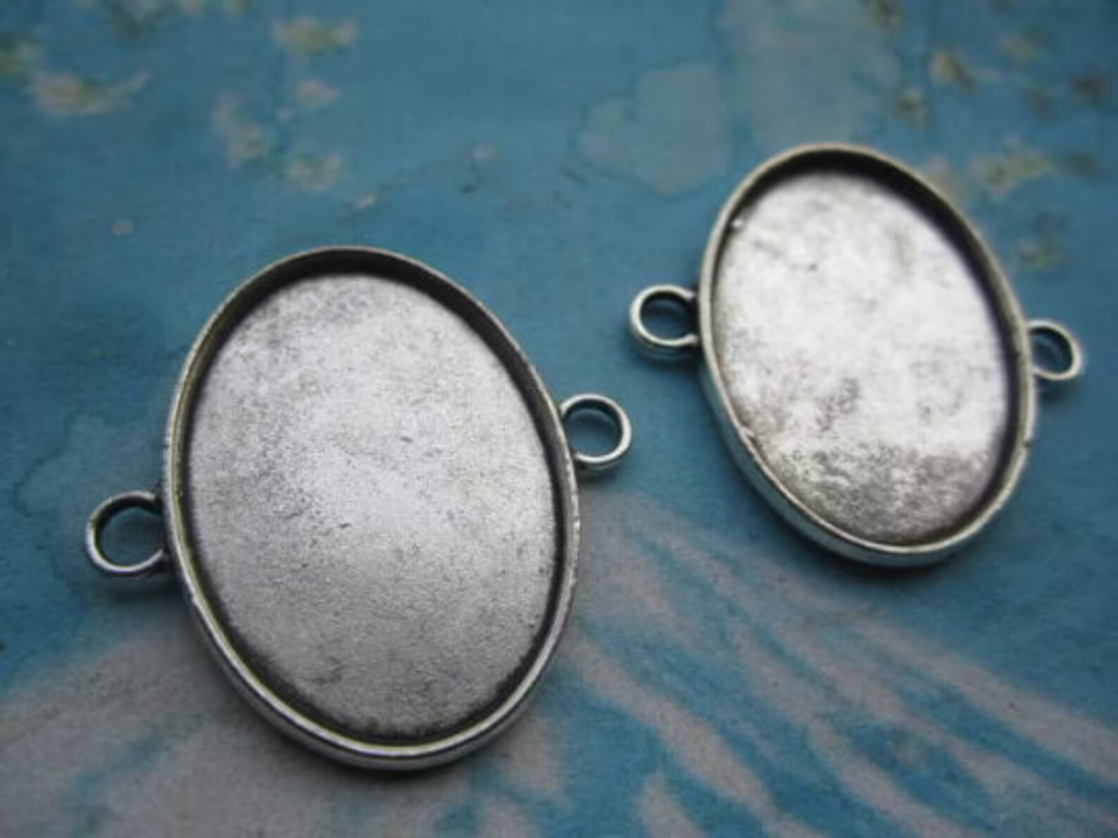 20pcs Antiqued Silver Oval Bezel Base Metal Setting - Etsy