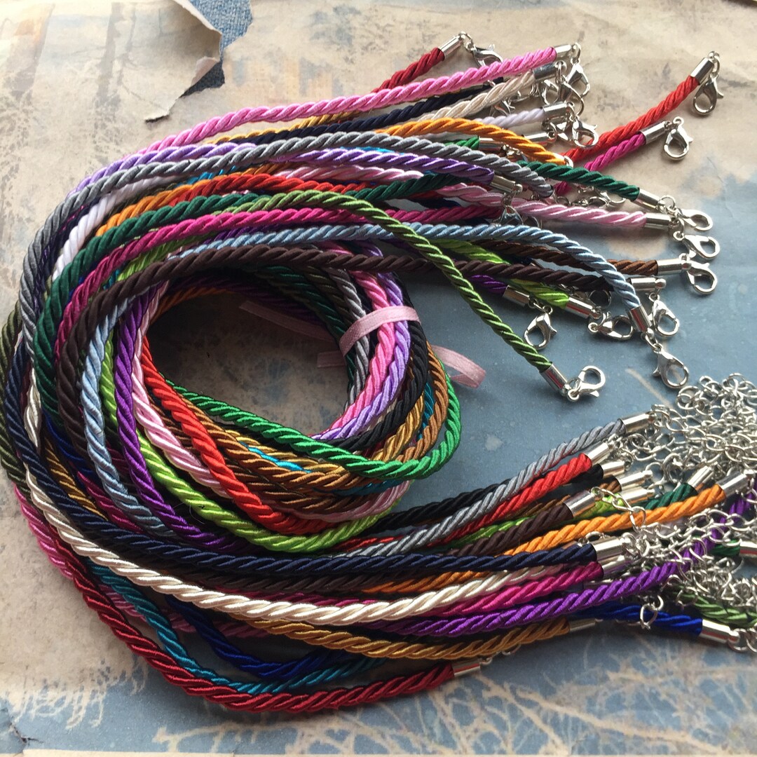 Sample--25pcs 12-30 Inch 3mm Assorted(25 Different Colors) Braided Silk ...