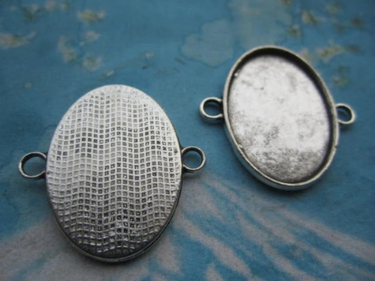 20pcs Antiqued Silver Oval Bezel Base Metal Setting - Etsy