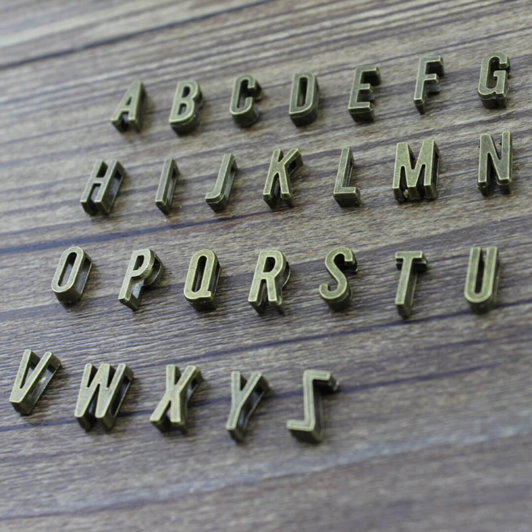 5 Sets(130pcs) 11x7mm Antiqued Silver/antiqued Bronze Filigree Alphabet ...