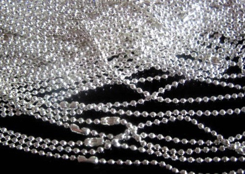 100pcs 27 Inch 2mm Silver Plated Ball Necklace Chain With Matching ...