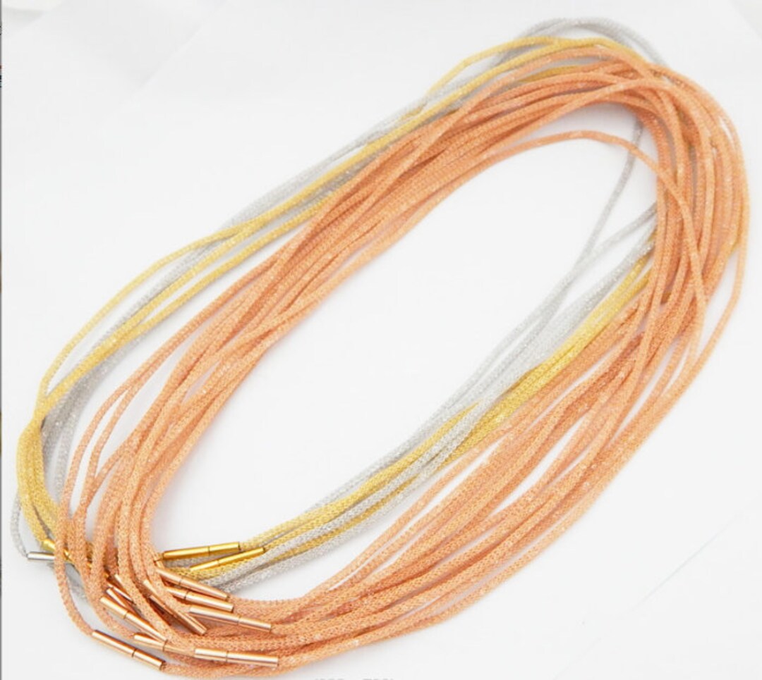 2pcs 16-20 Inch 2mm Gold/silver/rose Gold Crystal Cords With Stainless ...