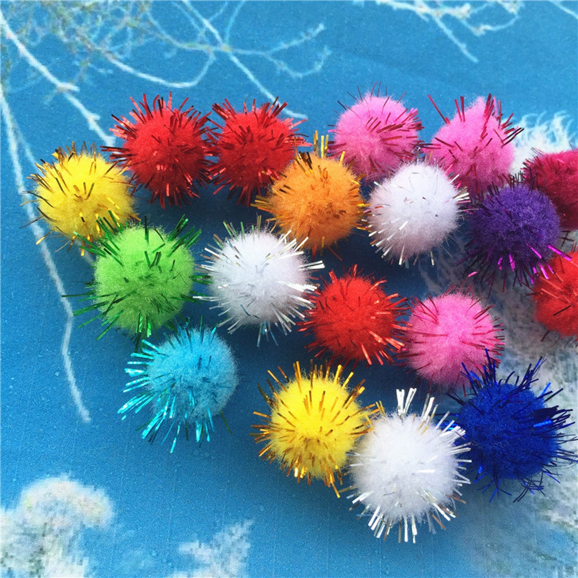 15pcs 15mm Assorted Shiny Pom Poms Charms Findings - Etsy UK