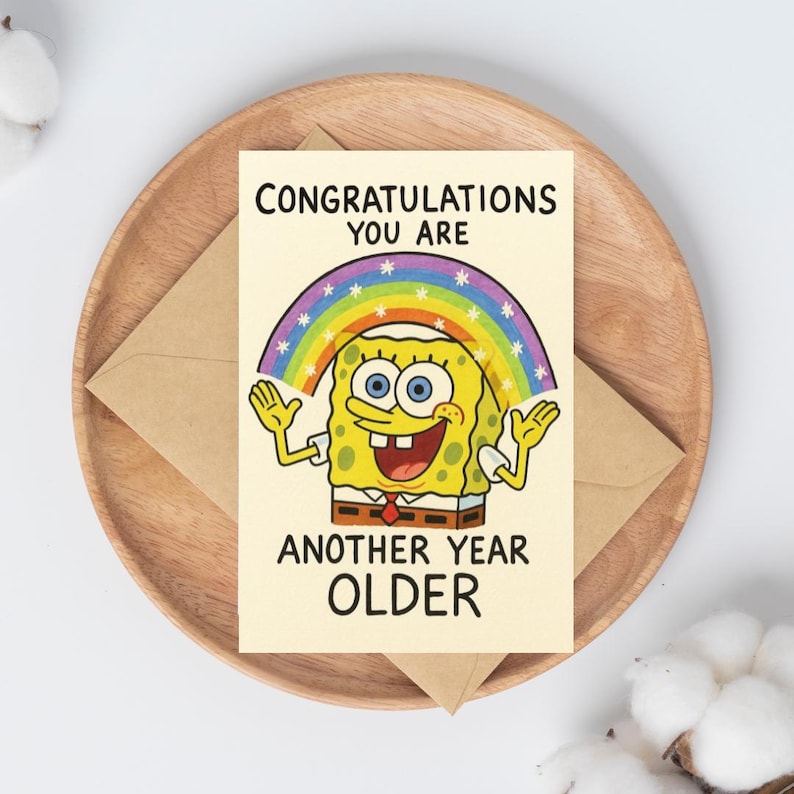 Cartoon Sea Sponge Birthday Card: Funny Under the Sea Theme - Etsy