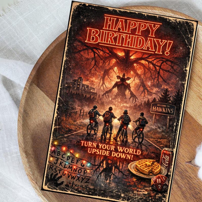 Strangers Things Birthday Card - Etsy UK