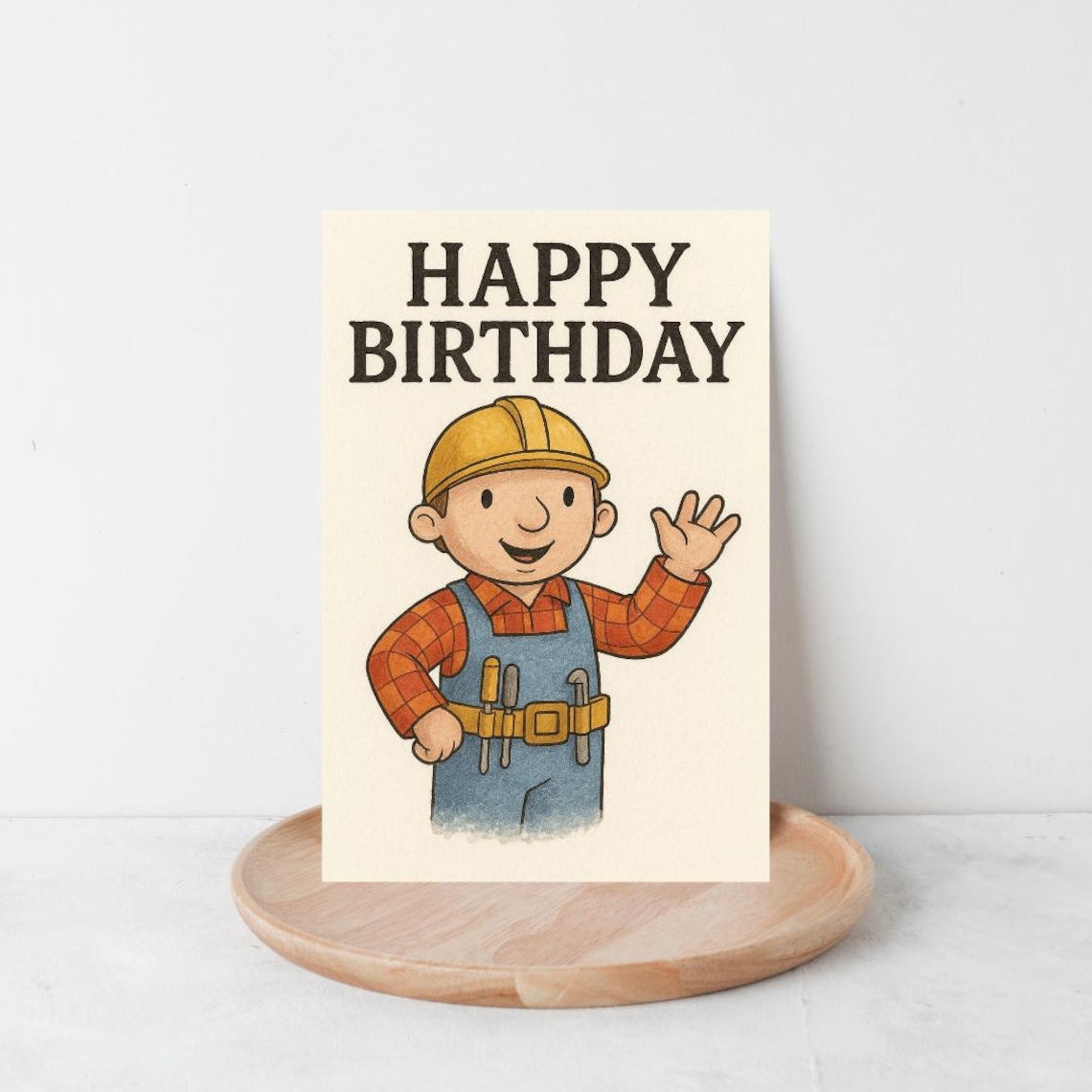 Funny Builder Birthday Card: Cartoon Construction Greeting - Etsy