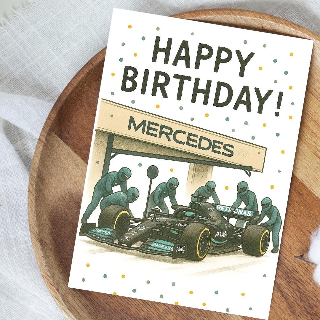 Formula 1 Birthday Card: Race Car Track, Motorsport Fan Gift - Etsy
