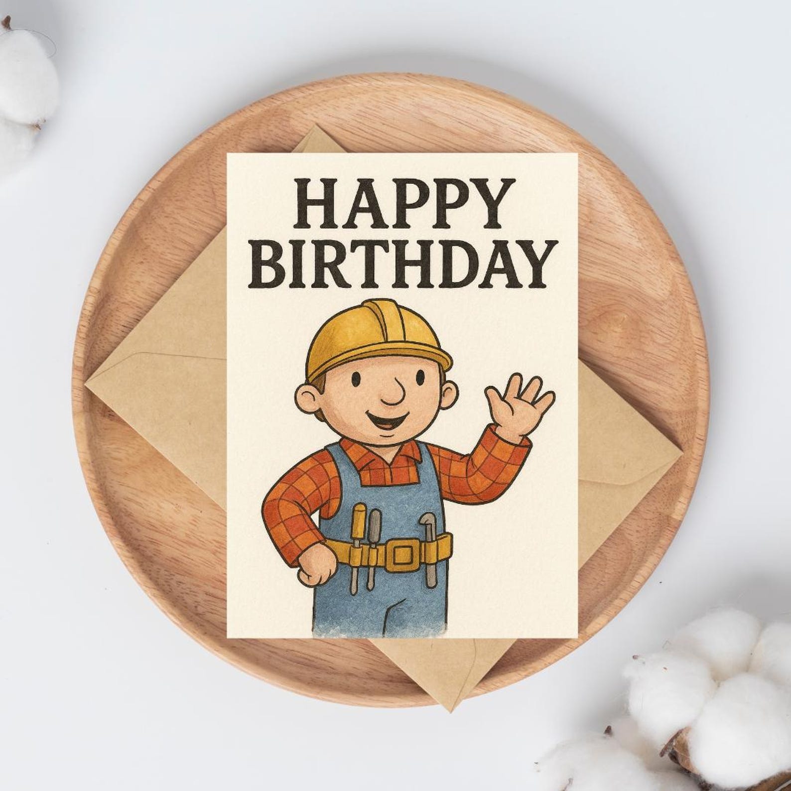Funny Builder Birthday Card: Cartoon Construction Greeting - Etsy