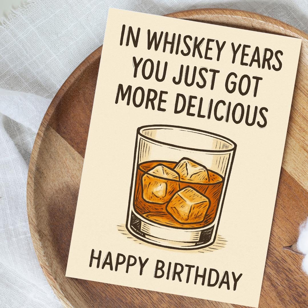 Funny Whiskey Birthday Card – Alcohol Birthday Card for Him, Vintage ...