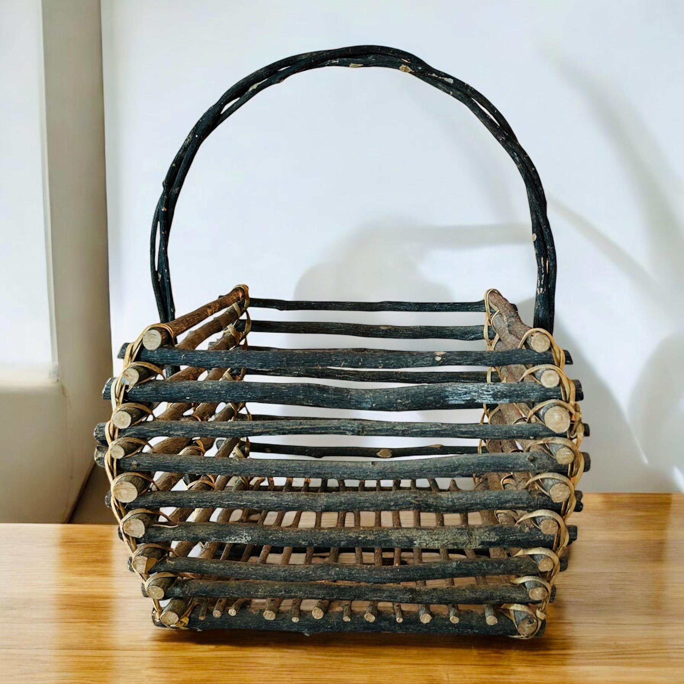 Vintage Hickory Vegetable Basket - Etsy