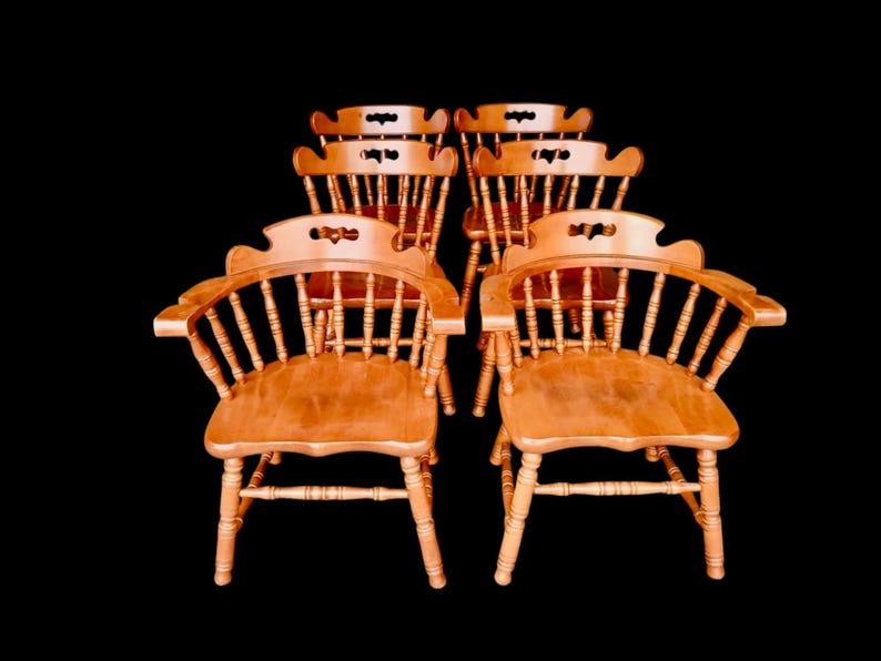Vintage Tell City Maple 7 Piece Dining Set With Table and Windsor ...