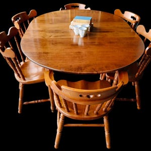 Vintage Tell City Maple 7 Piece Dining Set With Table and Windsor ...