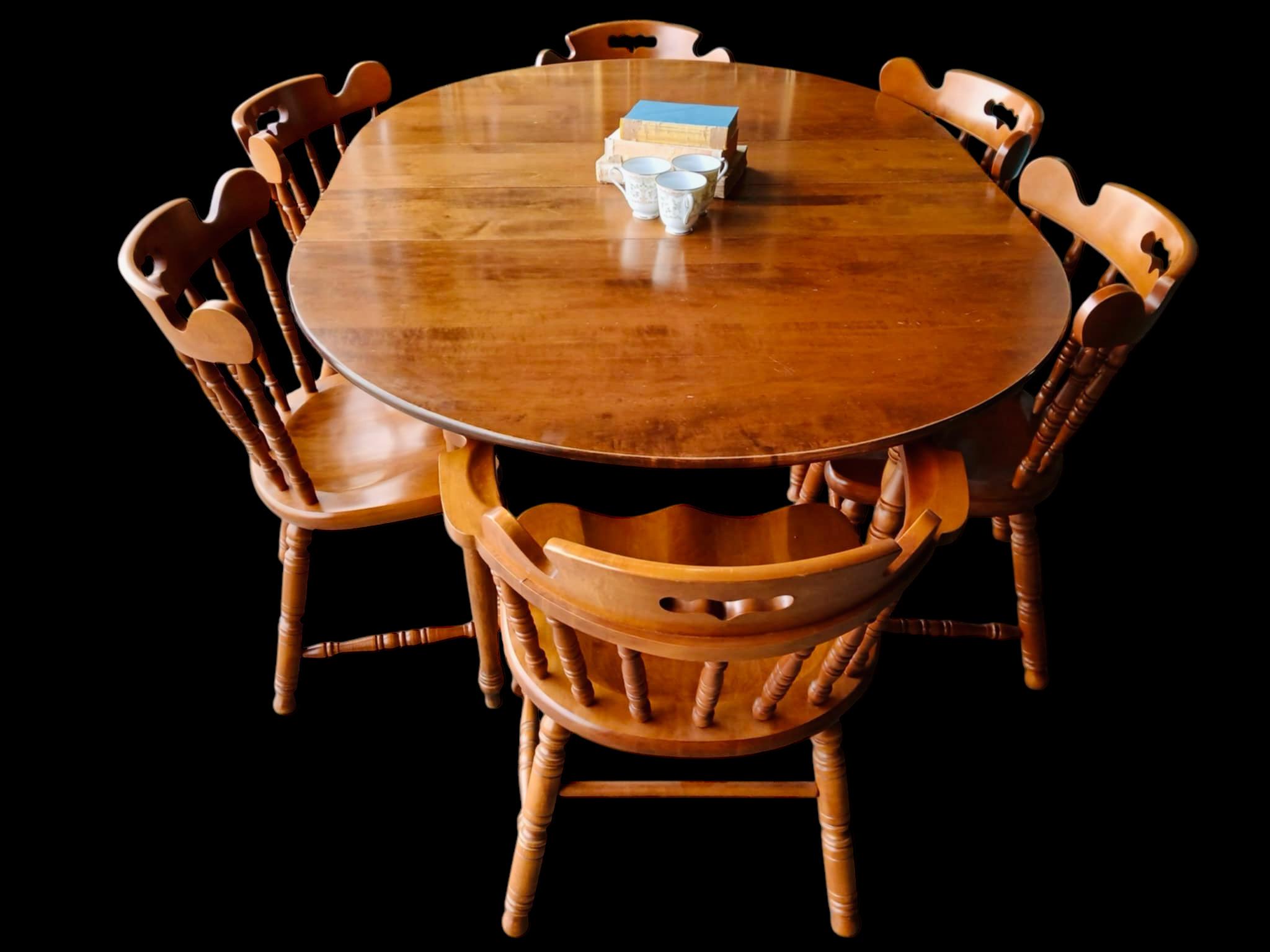 Vintage Tell City Maple 7 Piece Dining Set With Table and Windsor ...